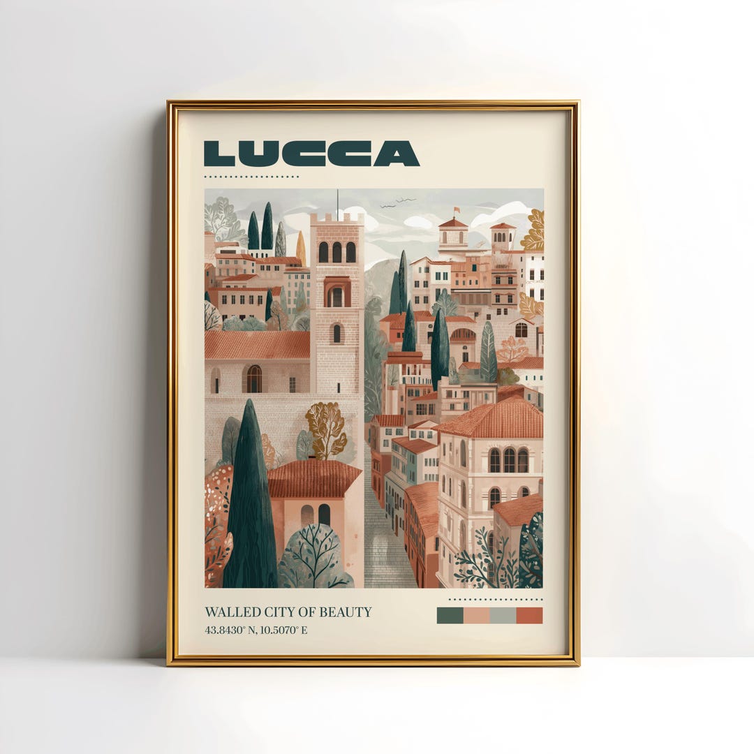Lucca Wall Art Print | Vintage Travel Poster | Lucca Poster | Italy ...