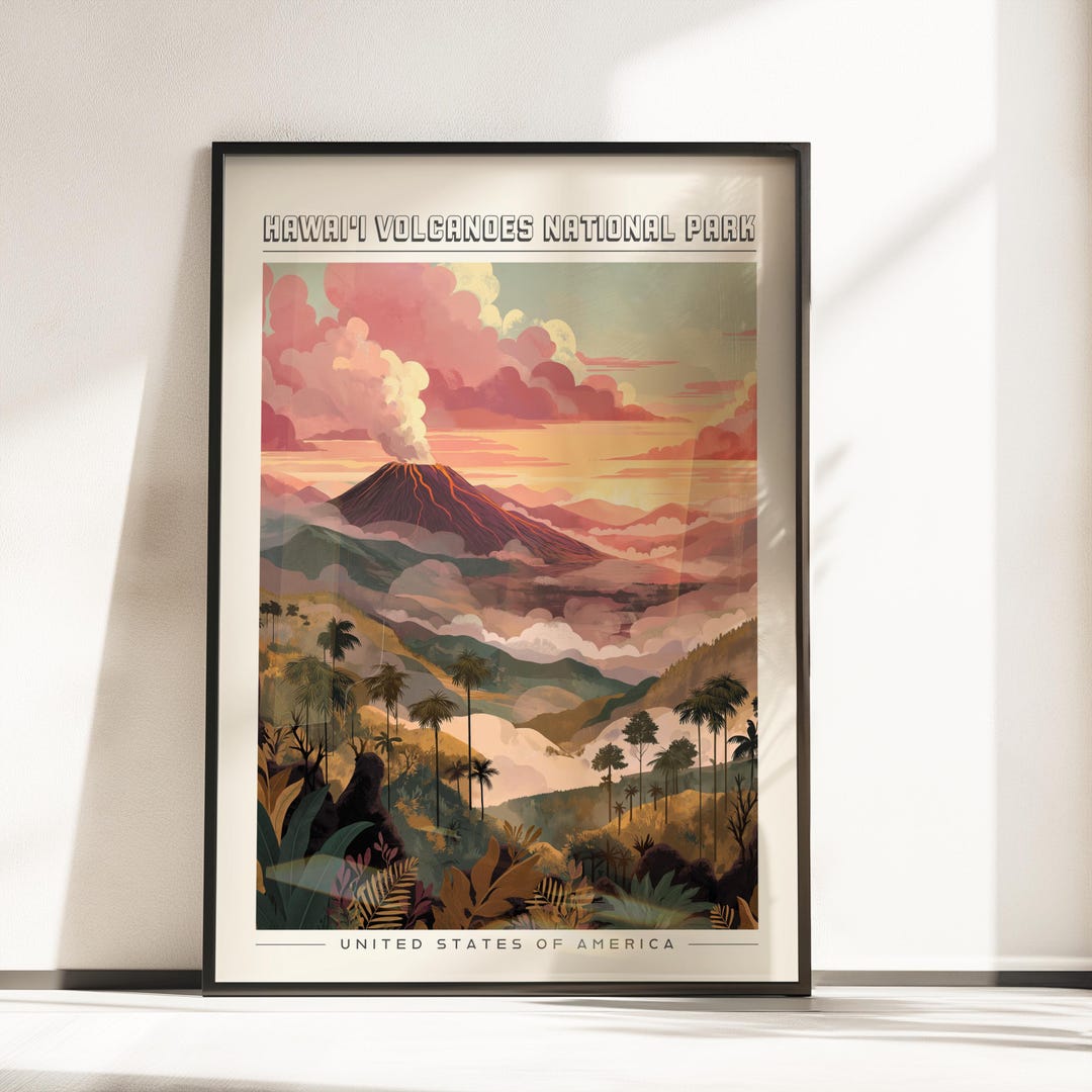 Hawaiʻi Volcanoes National Park Travel Poster | Vintage Travel Print ...