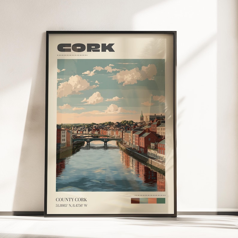Cork Wall Art Print | Vintage Travel Poster | Cork Poster | Ireland ...