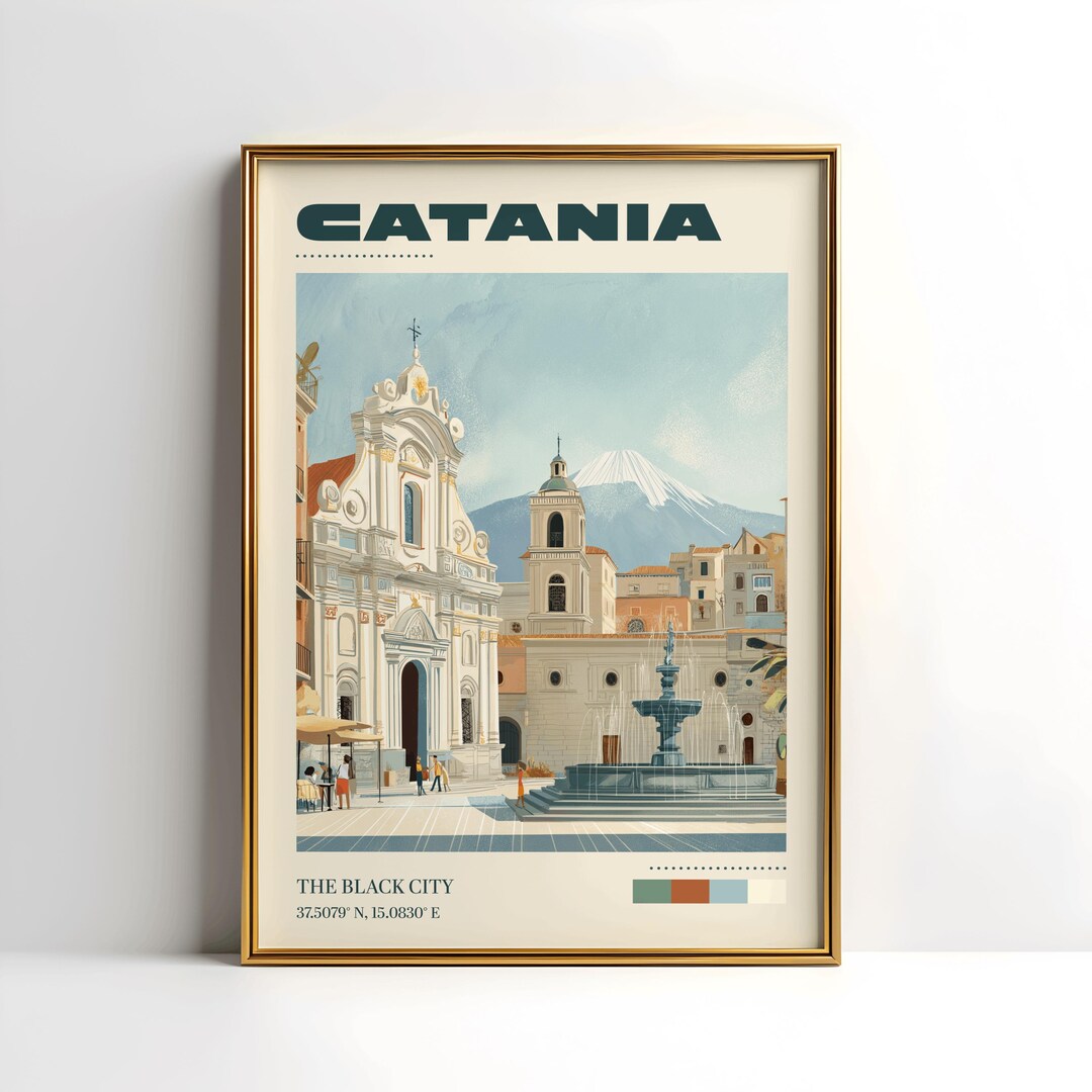Catania Wall Art Print | Vintage Travel Poster | Catania Poster | Italy ...