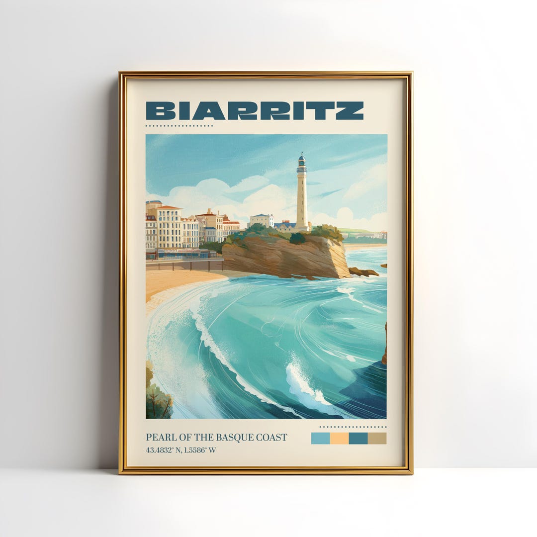 Biarritz Wall Art Print | Vintage Travel Poster | Biarritz Poster ...
