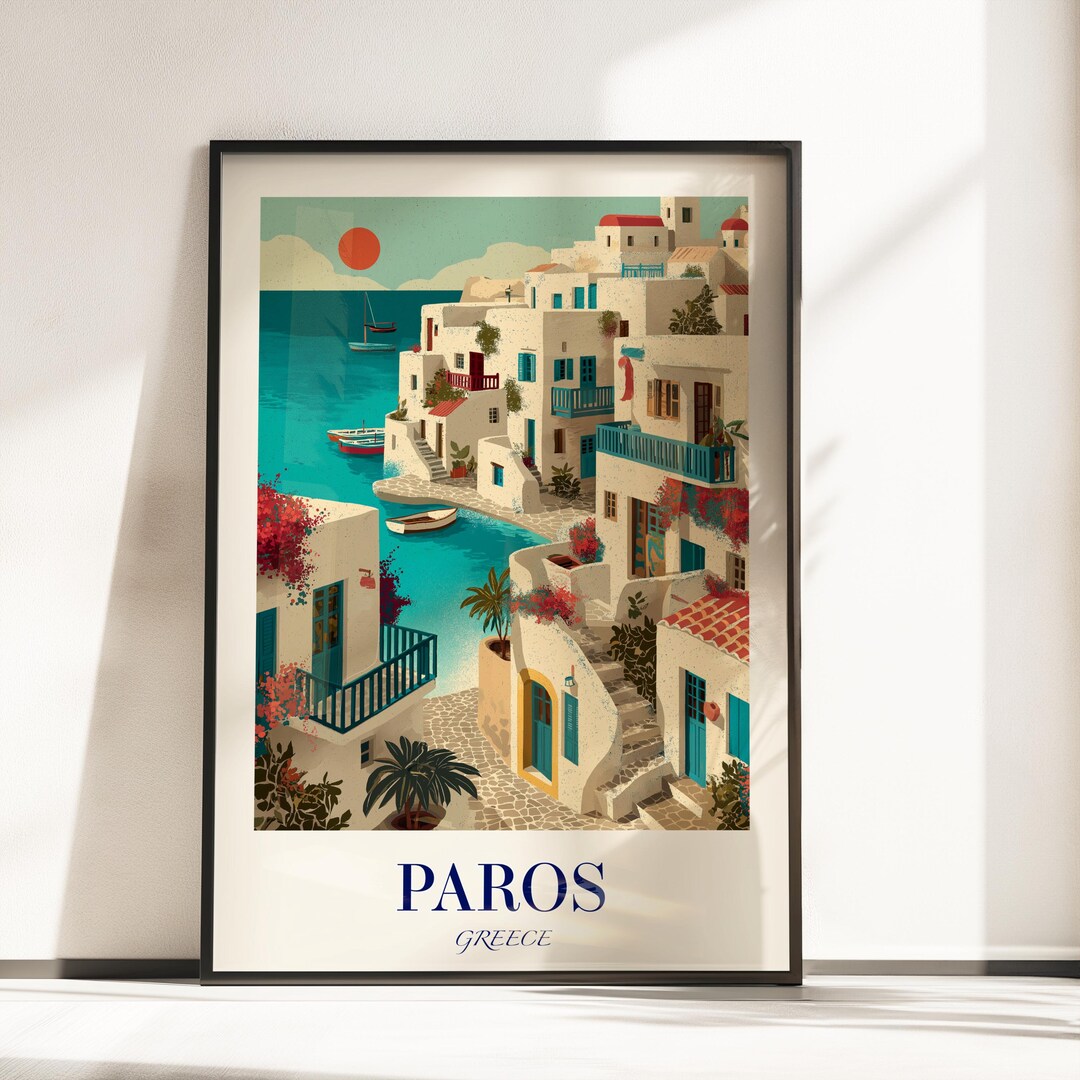Paros Wall Art Print | Vintage Travel Poster | Paros Poster | Greece ...