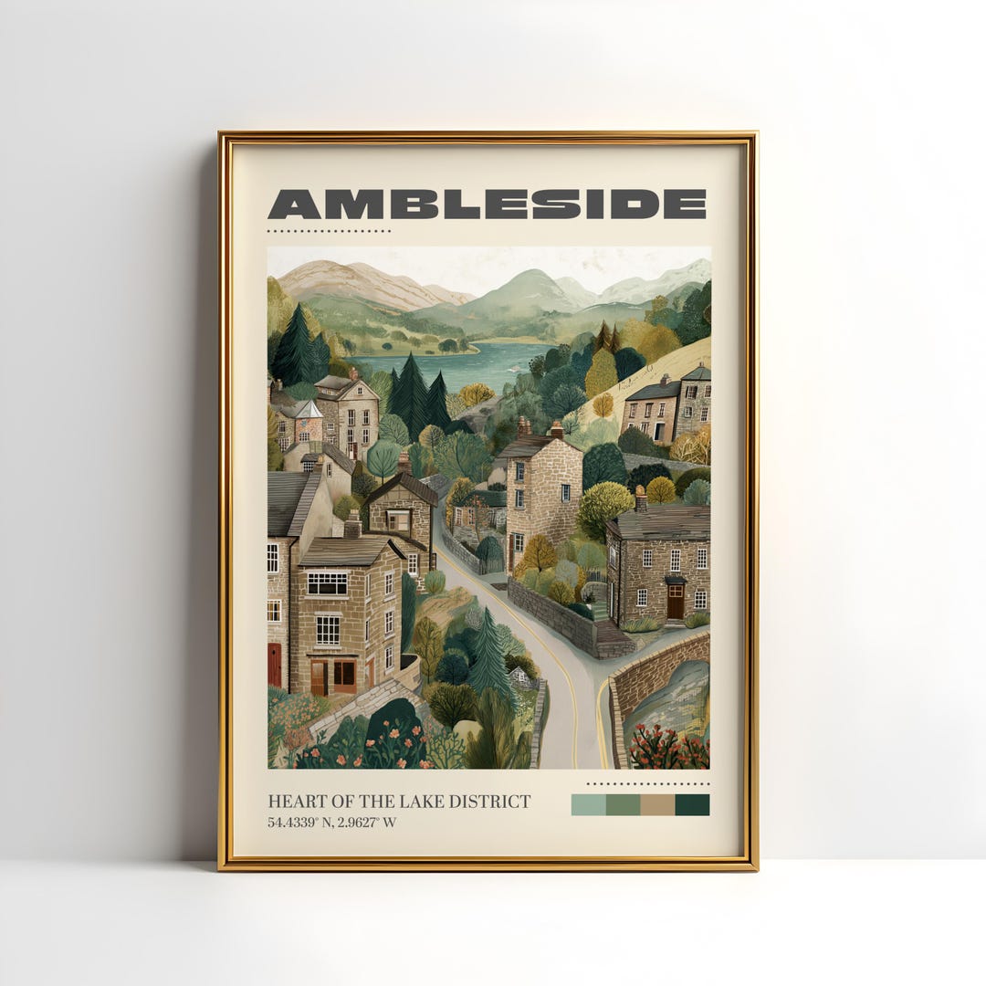 Ambleside Wall Art Print | Vintage Travel Poster | Ambleside Poster ...