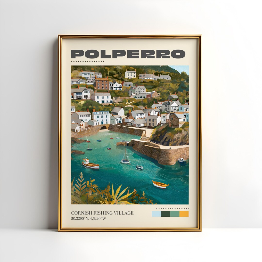 Polperro Wall Art Print | Vintage Travel Poster | Polperro Poster ...