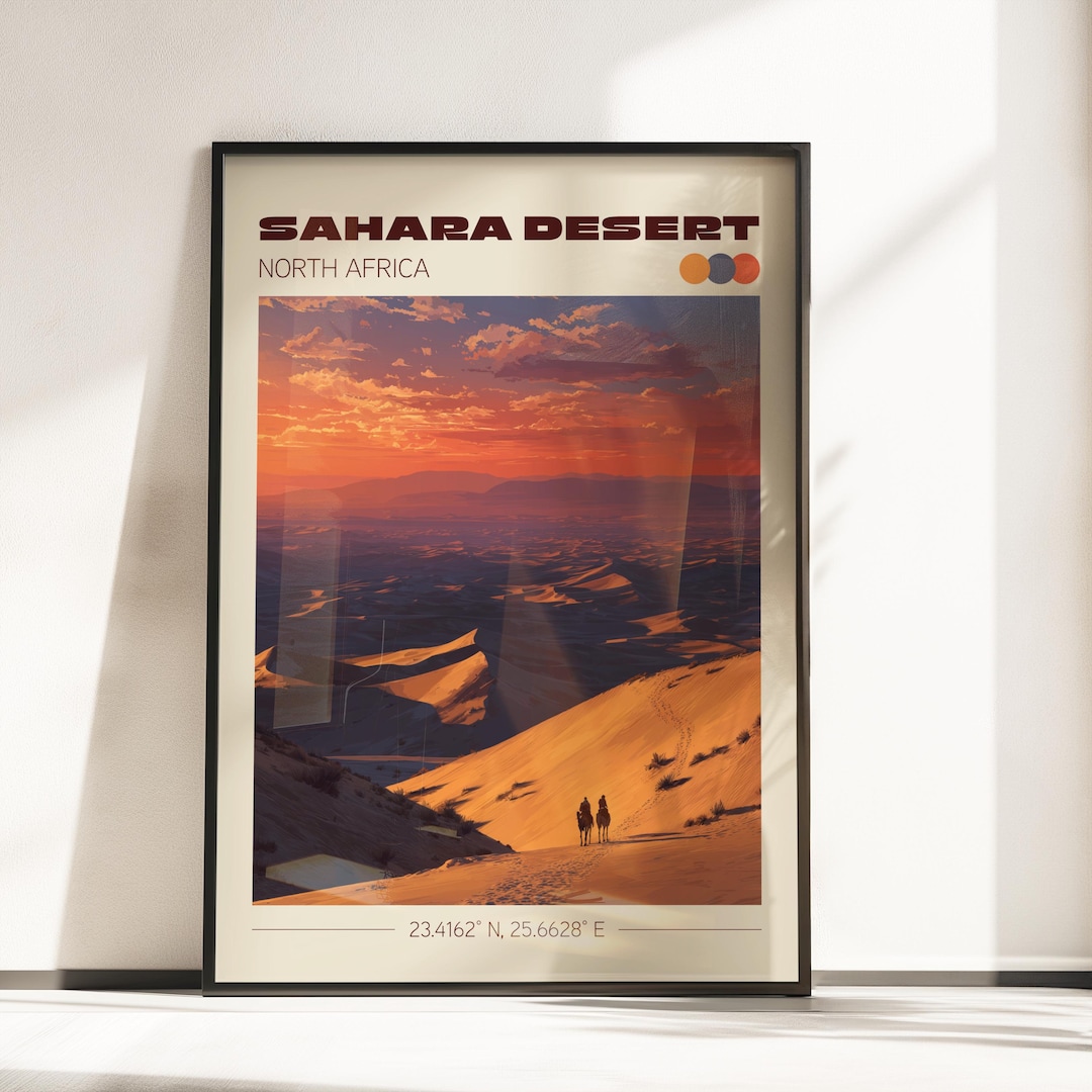 Sahara Desert Travel Poster | Vintage Travel Print | Sahara Desert ...