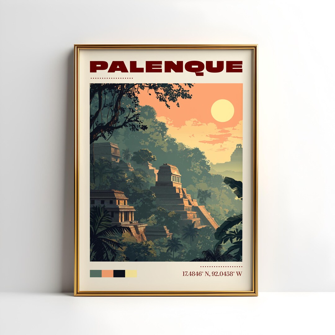 Palenque Wall Art Print | Vintage Travel Poster | Palenque Poster ...