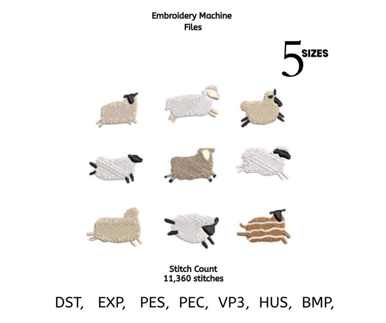 Mini Sheep Embroidery Design Set | Cute Farm Animal Machine Embroidery ...