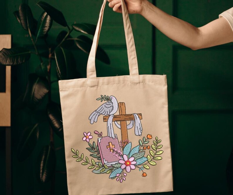 Christian Cross Embroidery Design | Bible Dove Floral Machine ...