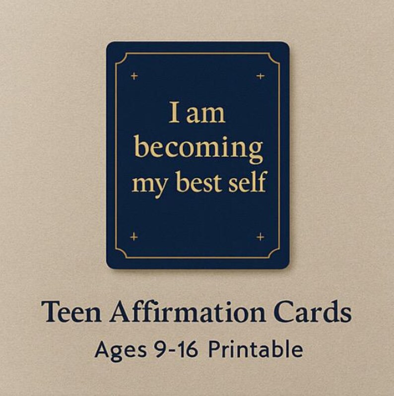 Teen Affirmation Cards Printable | Calmsproutstudio | Navy Gold ...
