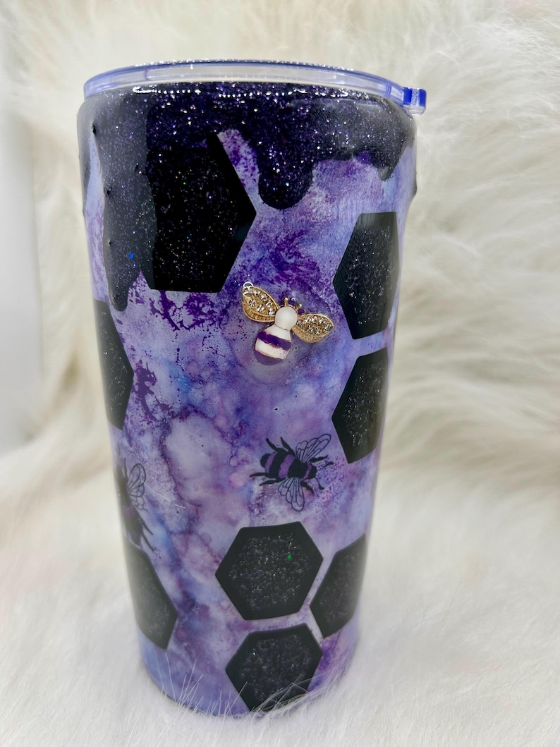 Purple and Black Bee Tumbler, Honeycomb Theme 20 Oz Stainless Steel - Etsy
