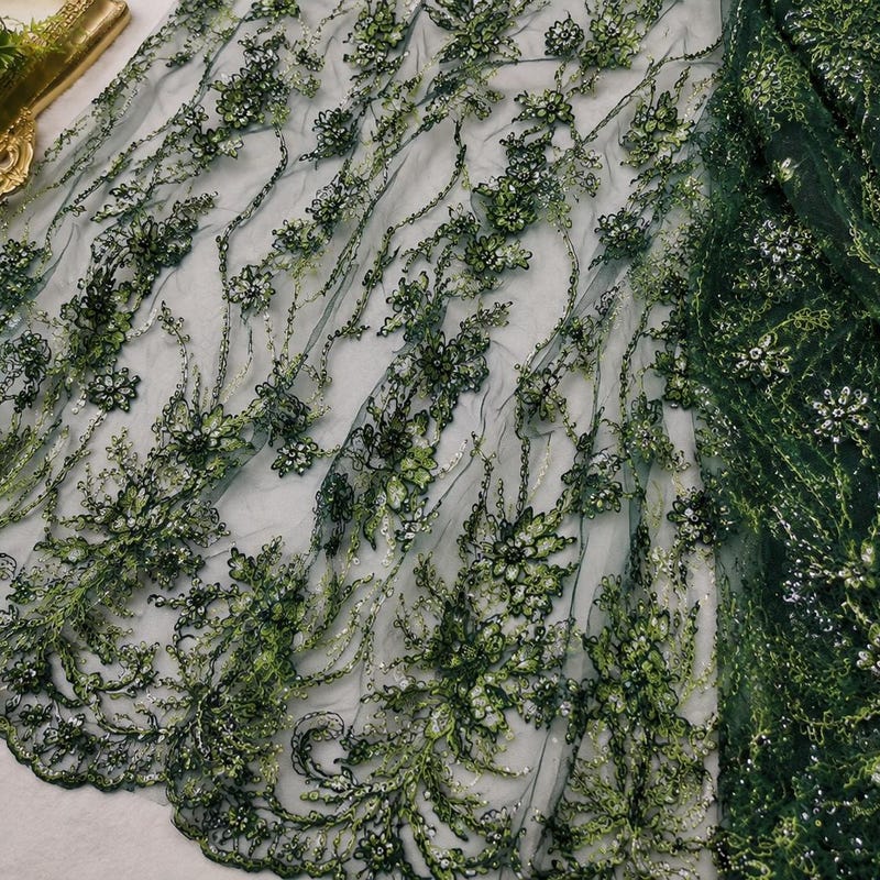 Beaded Green Gown - Etsy UK