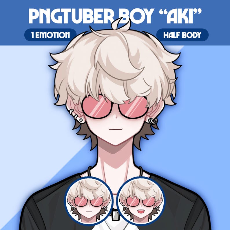 Male Pngtuber Model | Premade Pngtuber Male | Veadotube Model | Cute ...