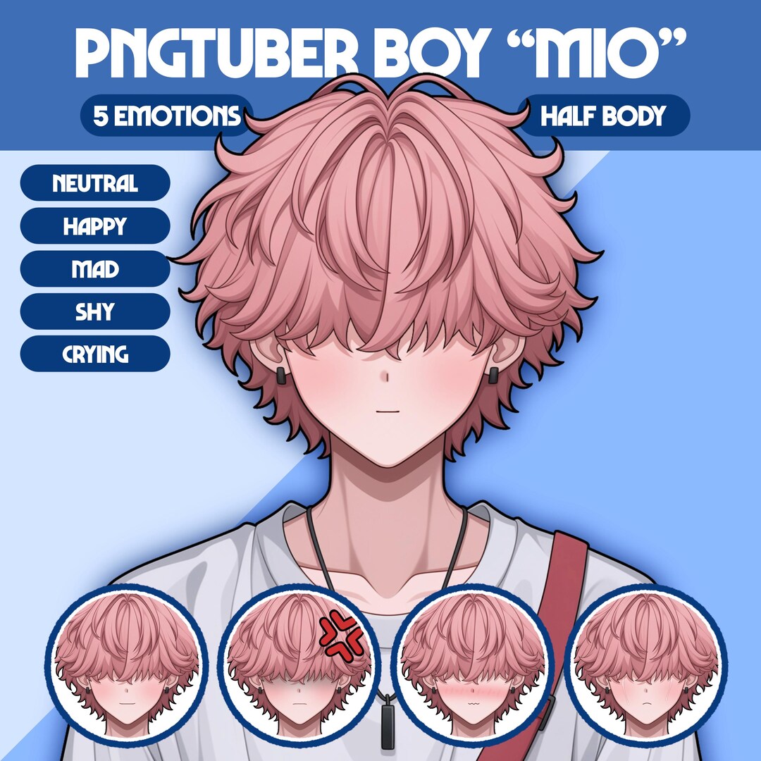 Male Pngtuber Model | Premade Pngtuber Male | Veadotube Model | Cute ...