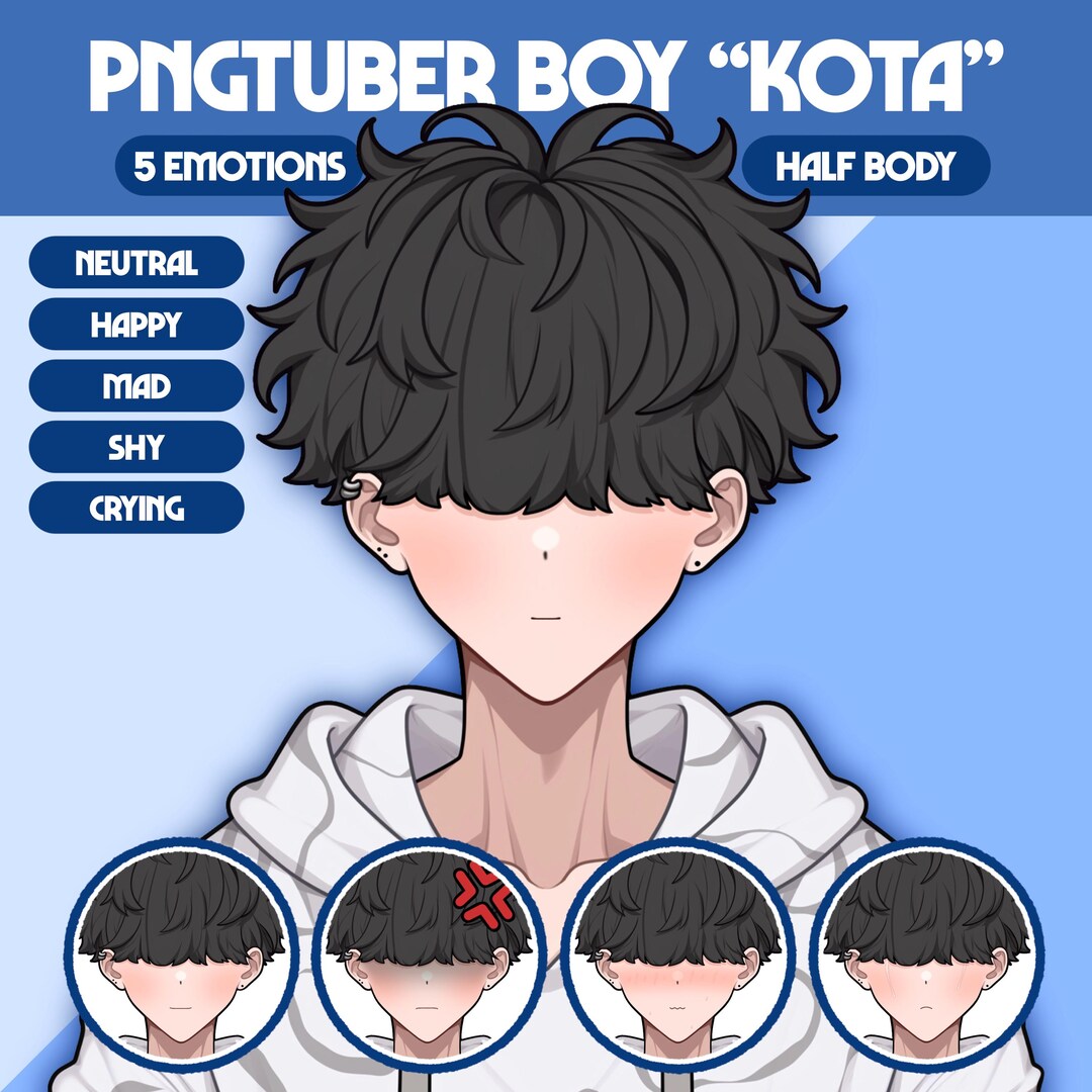 Male Pngtuber Model | Premade Pngtuber Male | Veadotube Model | Cute ...