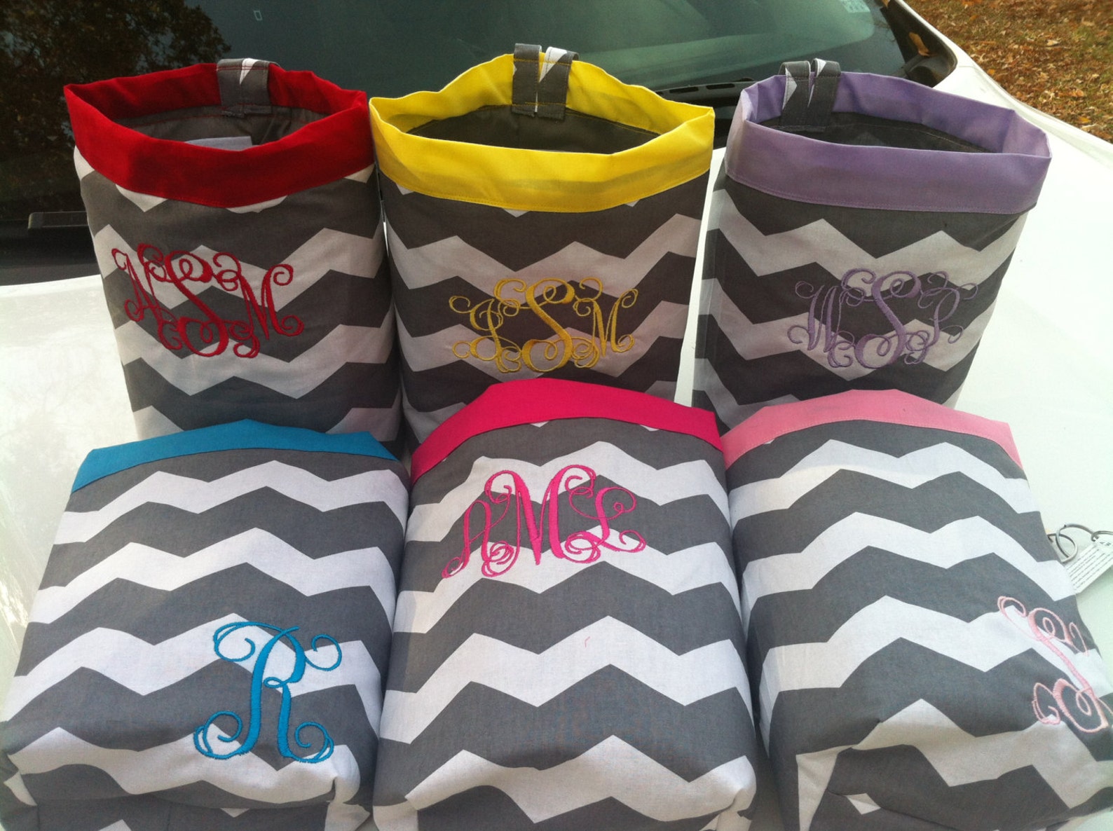 Car trash bag-Custom made in any color or print grey and | Etsy