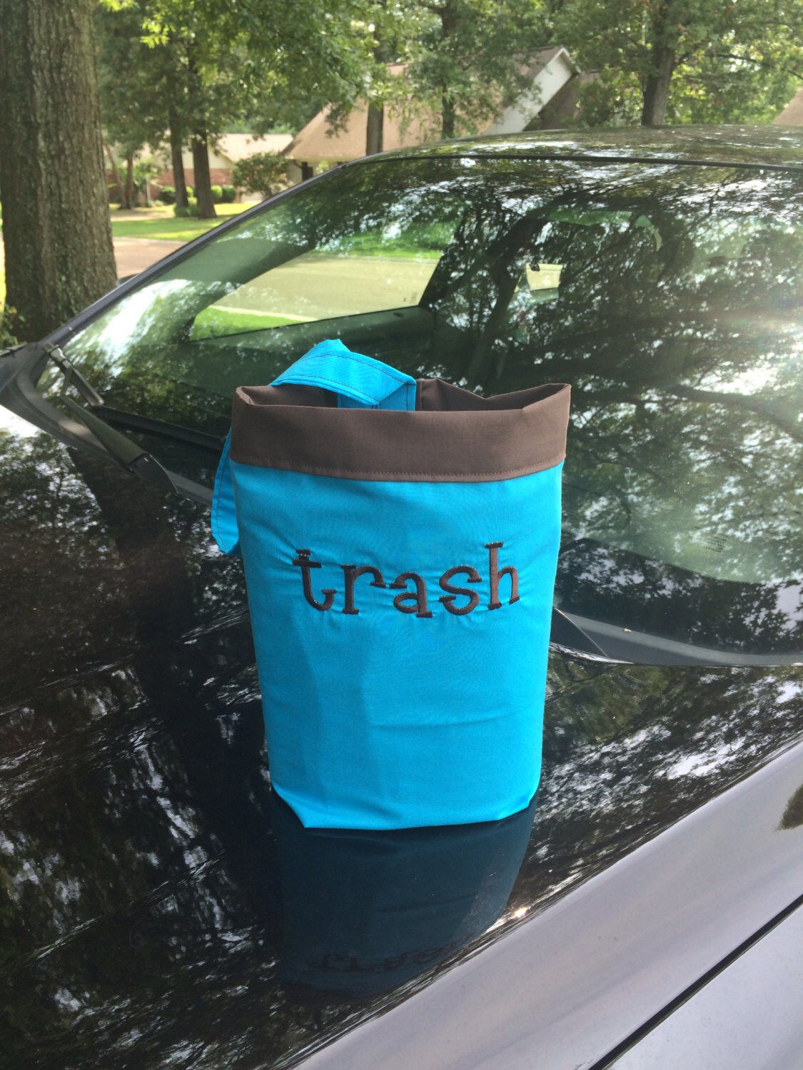Car Trash Bag Custom Made in Any Color or Print aqua and | Etsy