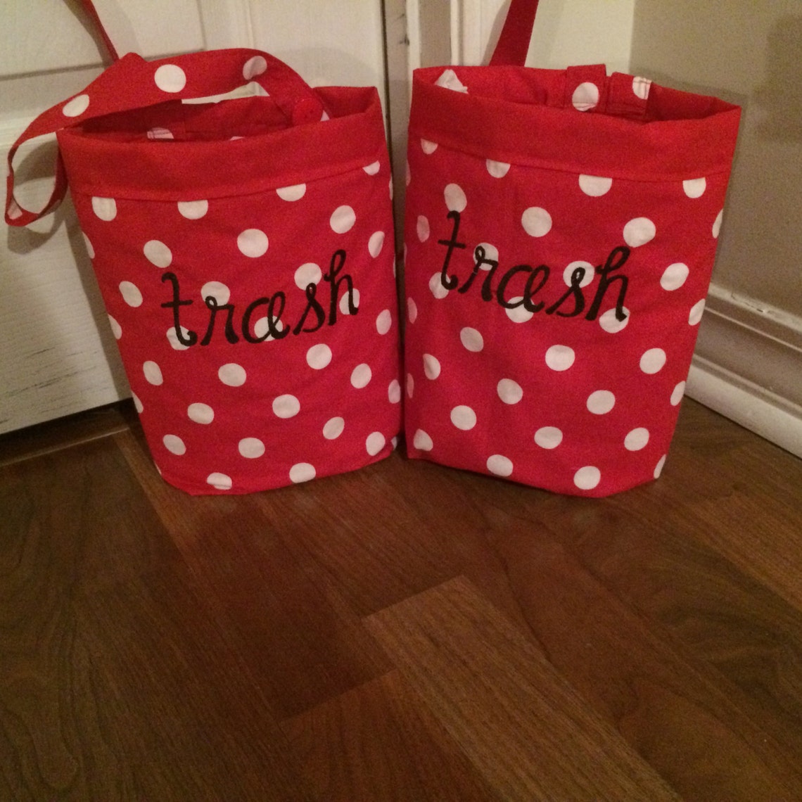 Car Trash Bag - Custom Made in Any Color or Print - Red and White Polka ...