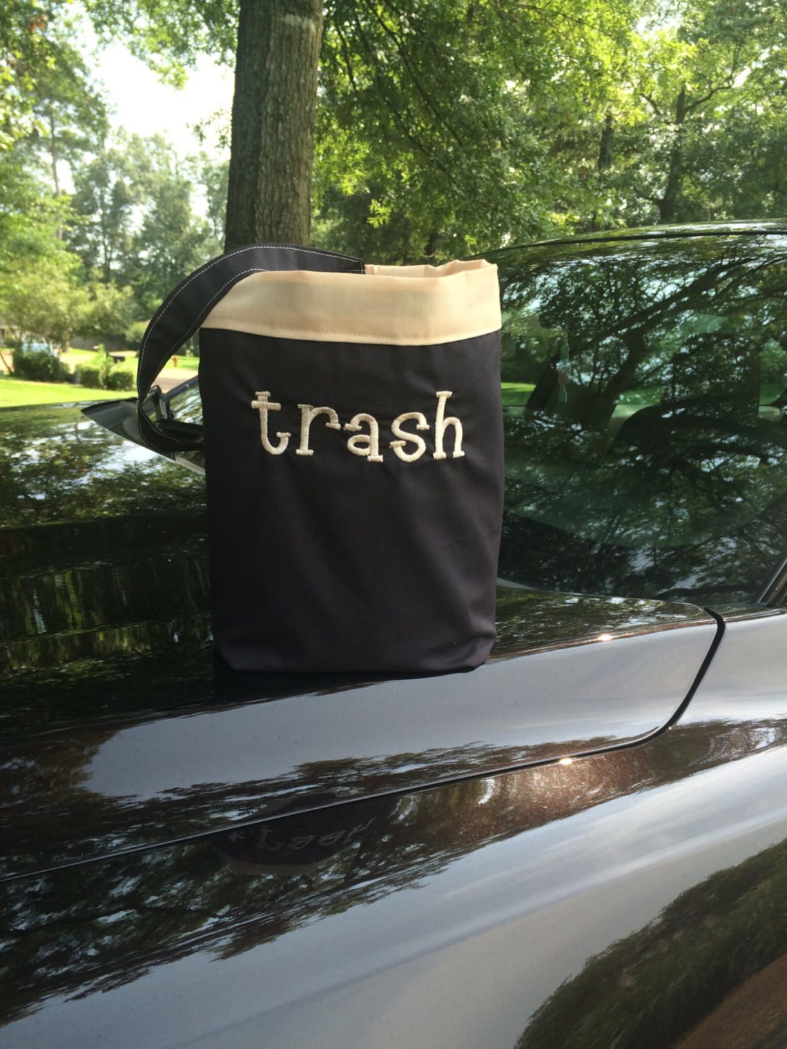 Car Trash Bag . Custom Made in Any Color or Print . Black With | Etsy