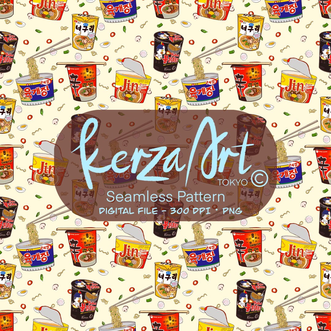 Korean Ramen Seamless Pattern, K-food PNG (digital Download) - Etsy