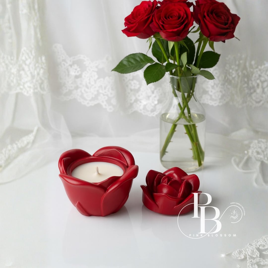 Luxury Red Rose Ceramic Candle | Romantic Scented Candle - Etsy