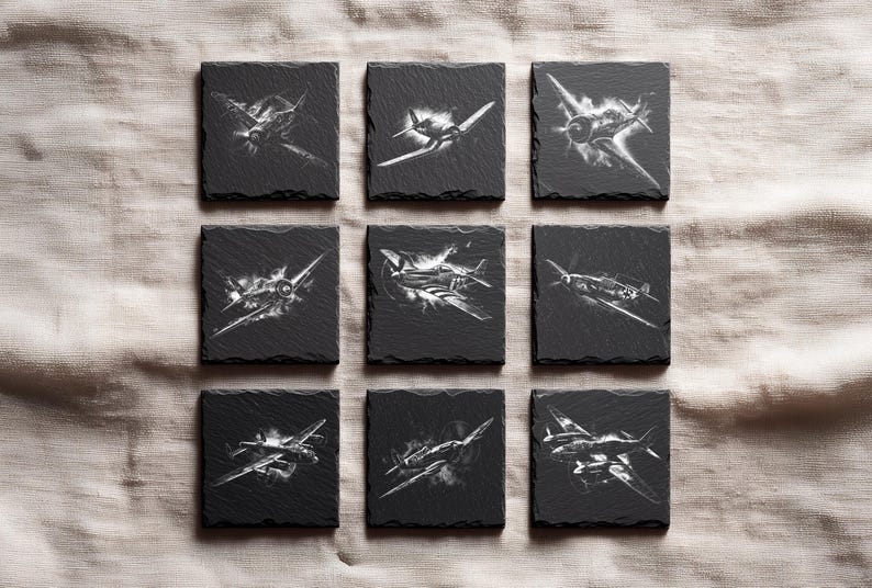 WW2 Fighter Planes Laser Engraving Files — 9 Vintage Warplane PNG for ...