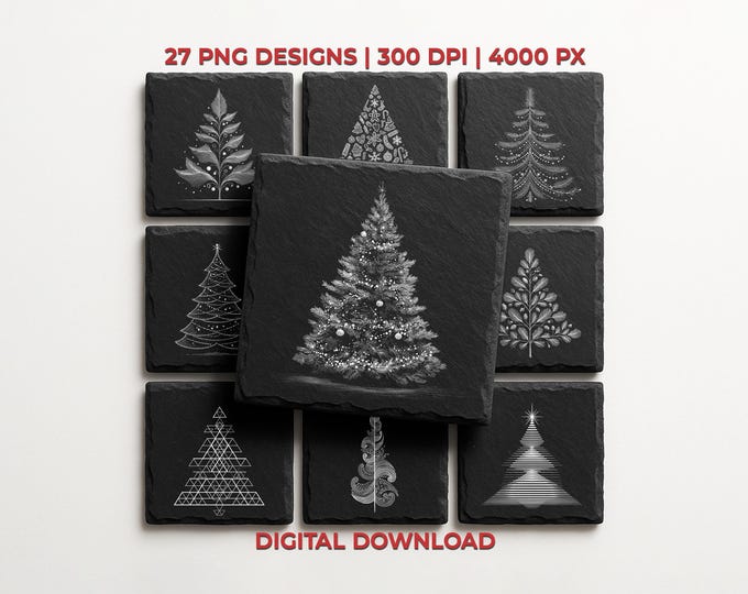 Slate Coaster Laser Engraving Designs: Christmas Ornaments PNG (digital ...