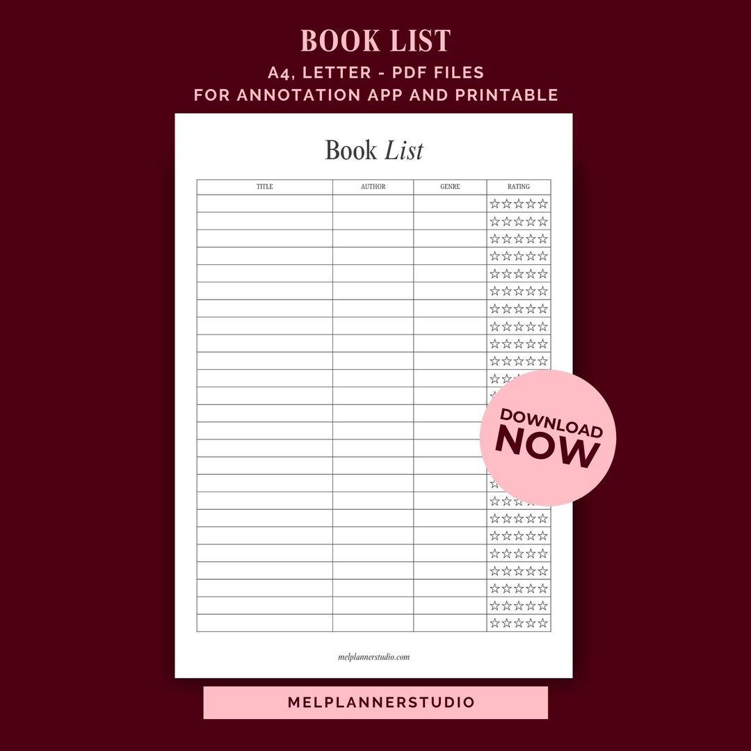 Printable Book Tracker | Annual Reading Tracking | A4 Letter Reading ...