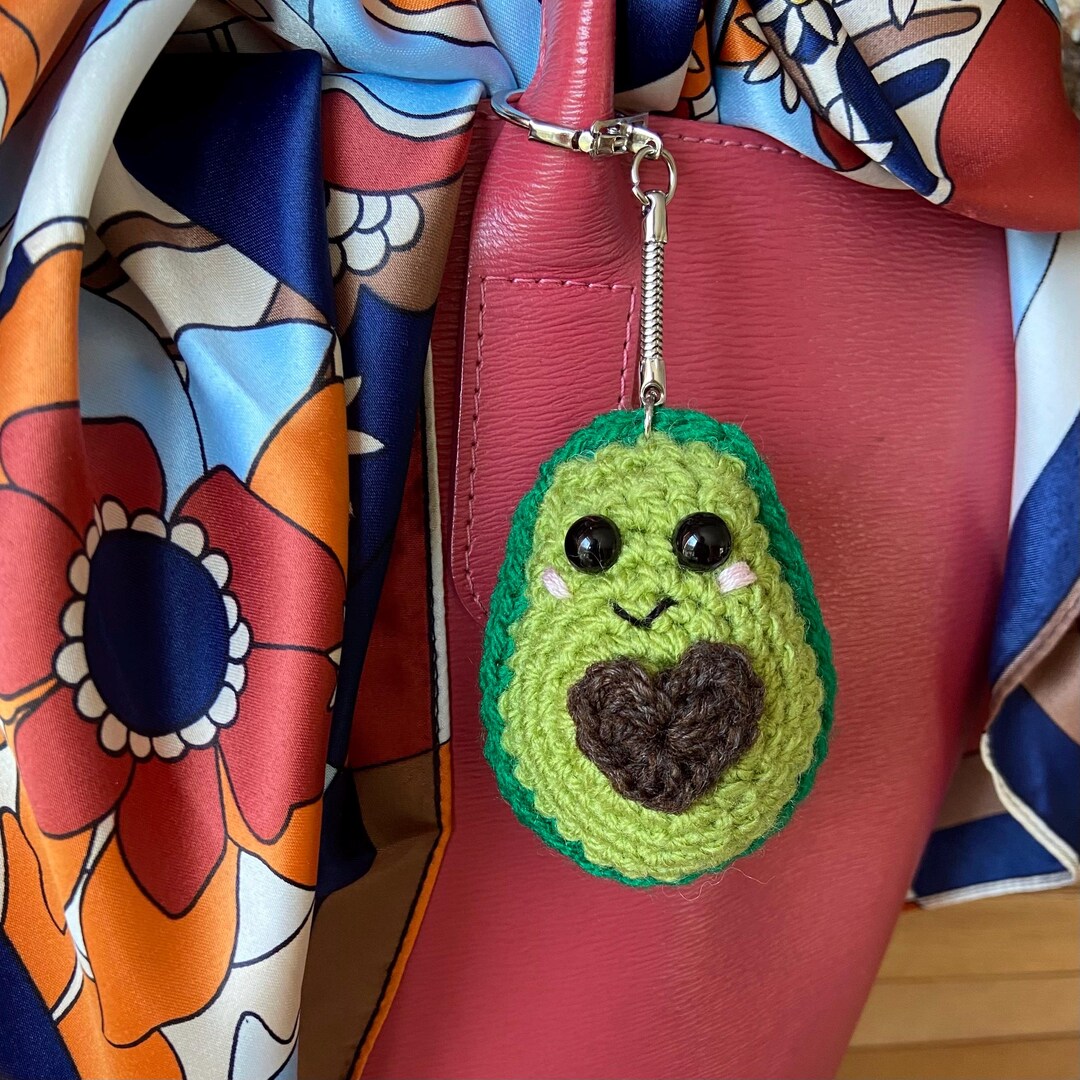 Crochet Avocado Keychain, Handmade Kawaii Accessory - Etsy