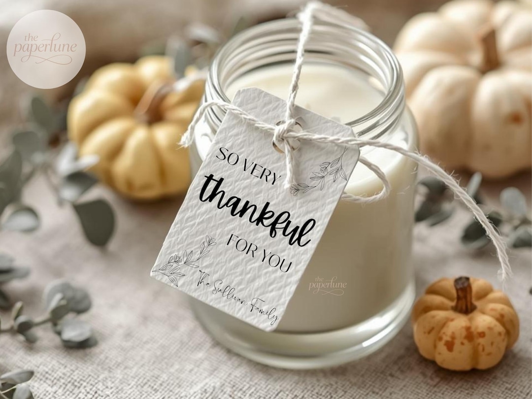 Editable Minimalist Thankful Gift Tag Black and White 2x2 Inch | Small ...