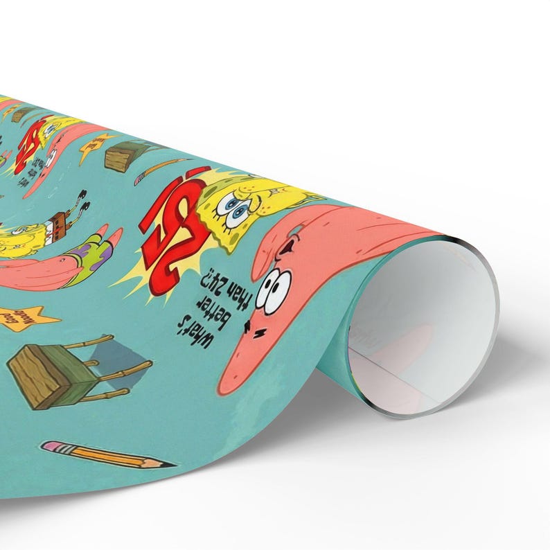 Spongebob Patrick 24th Birthday Pattern Wrapping Paper | Cartoon ...