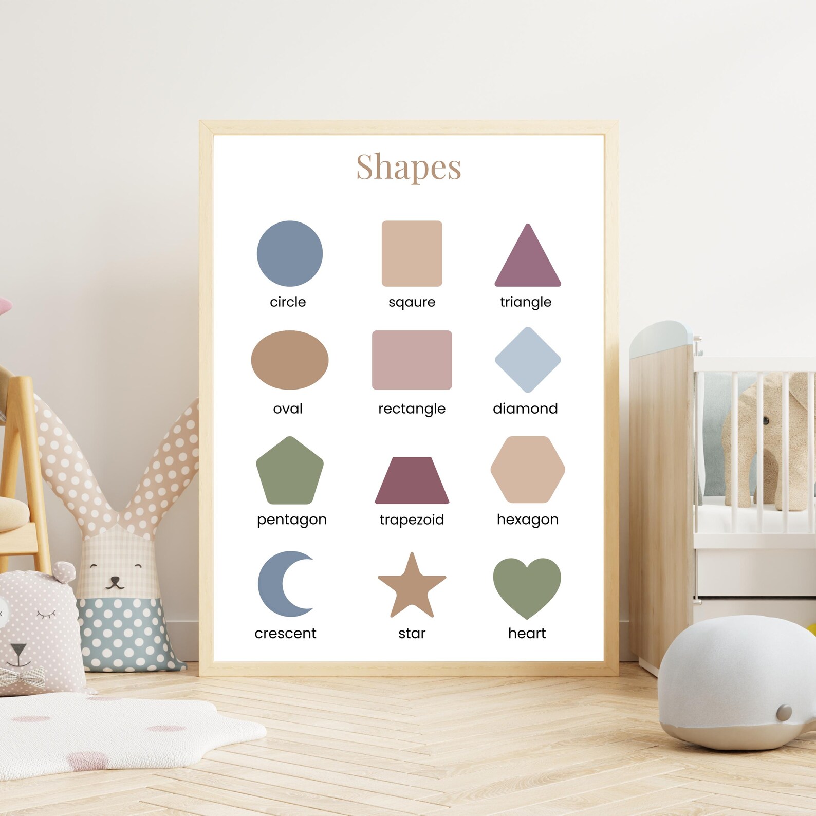 Shapes Poster for Kids | Neutral Preschool Shapes Chart | Printable ...