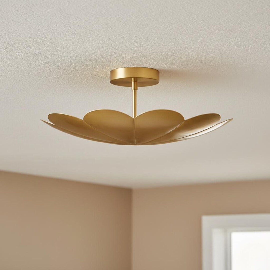 Modern Gold Petal Flush Mount Ceiling Light | Flower Semi-flush Light ...