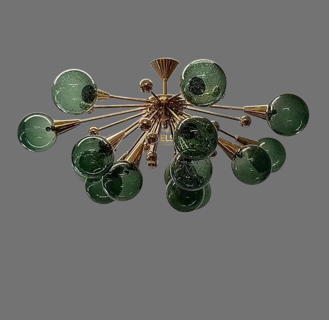 Mid-century Modern Sputnik Chandelier Home Decor Chandelier Green Ball ...