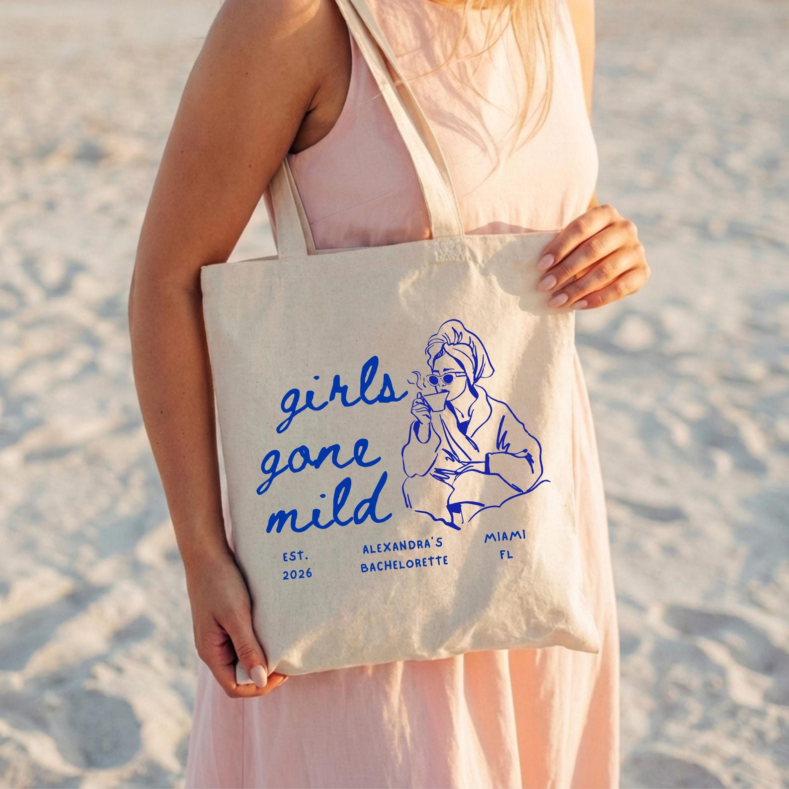 Girls Gone Mild Bachelorette Tote Bag, Personalized Spa Weekend Favor ...