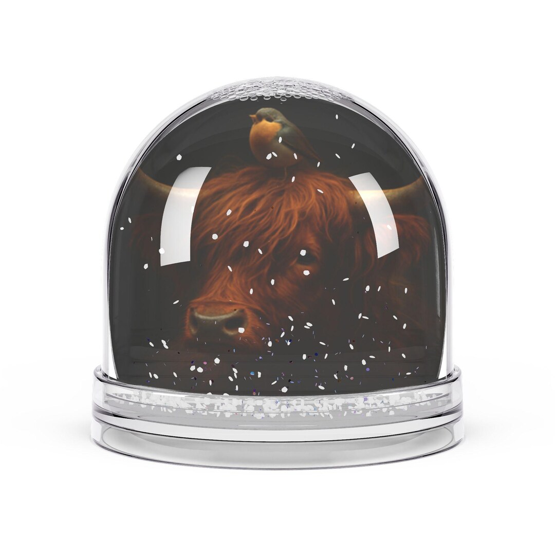 Highland Cow Snow Globe | Glass Dome Snowfall Decor - Etsy