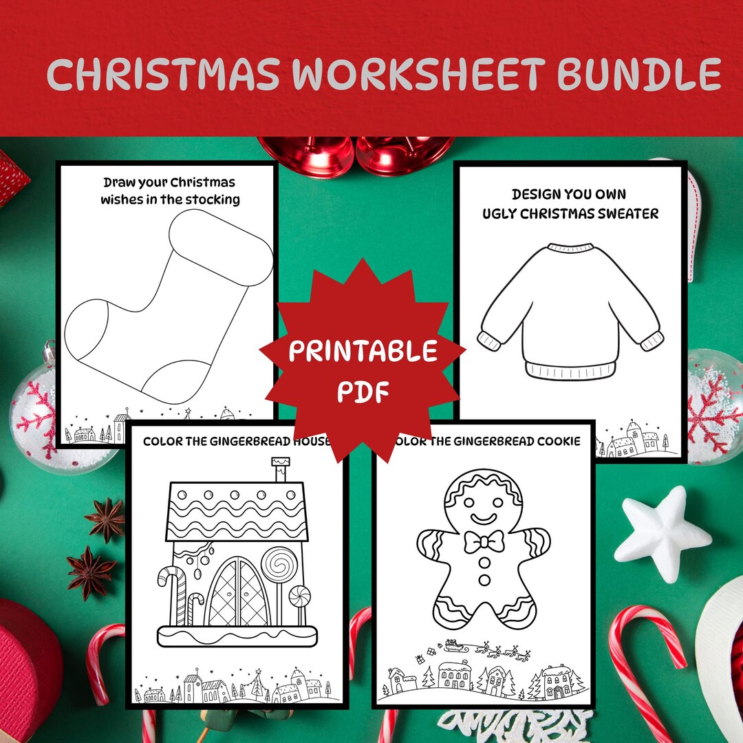 Christmas Worksheet Activity Bundle- PDF Digital Print - Etsy