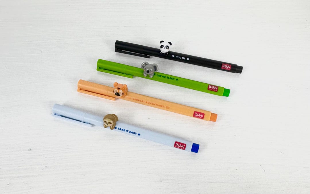LEGAMI 2025 Lovely Friends Gel Pens - Set of 4: Tiger, Sloth, Panda ...
