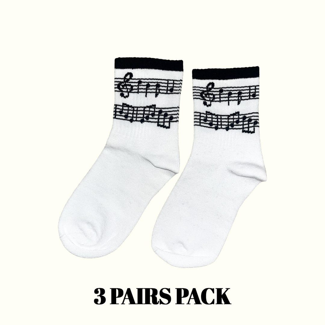 Musical Notes Socks (3 Pairs Pack) - Etsy