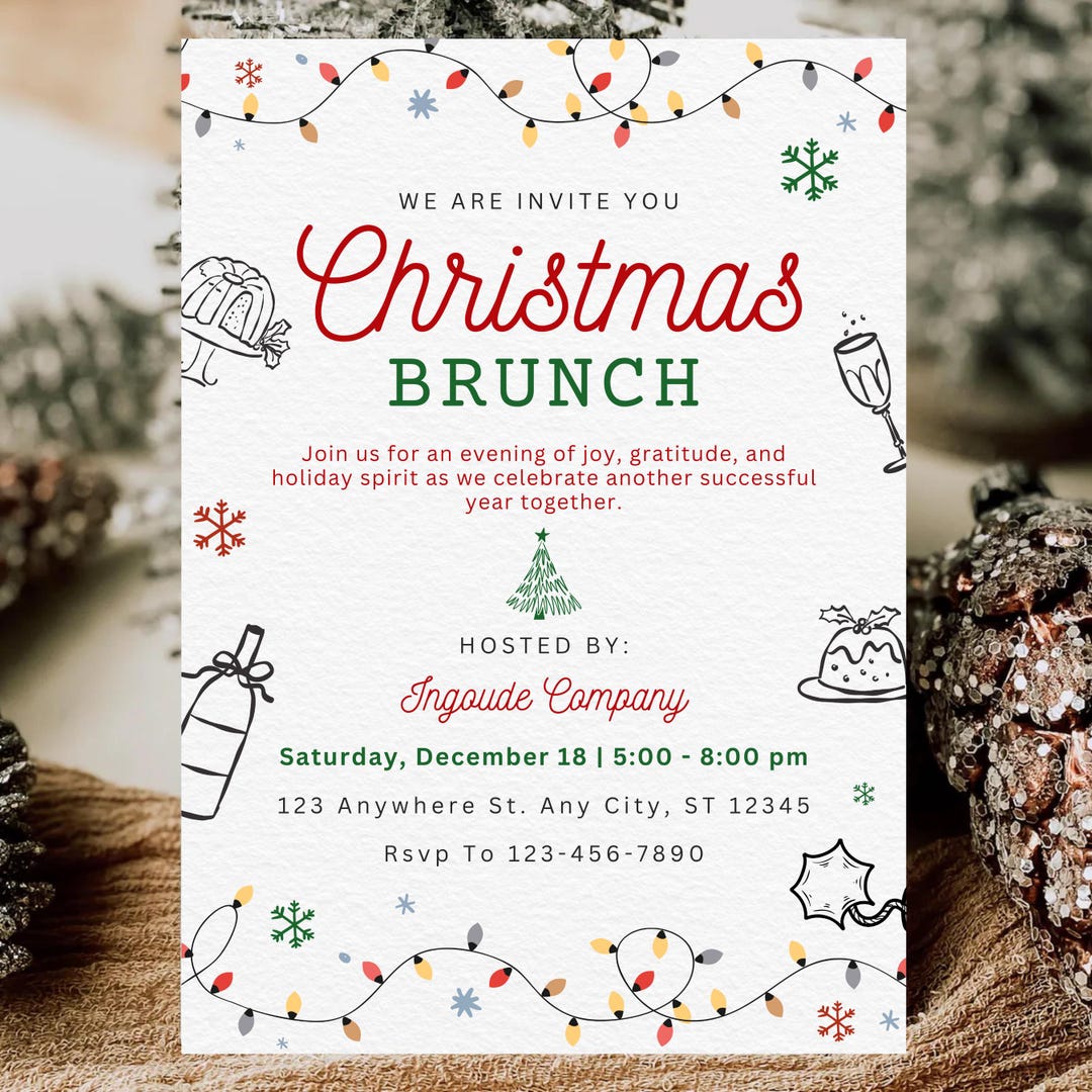 Corporate Christmas Party Invitation | Staff Christmas Brunch Invite ...