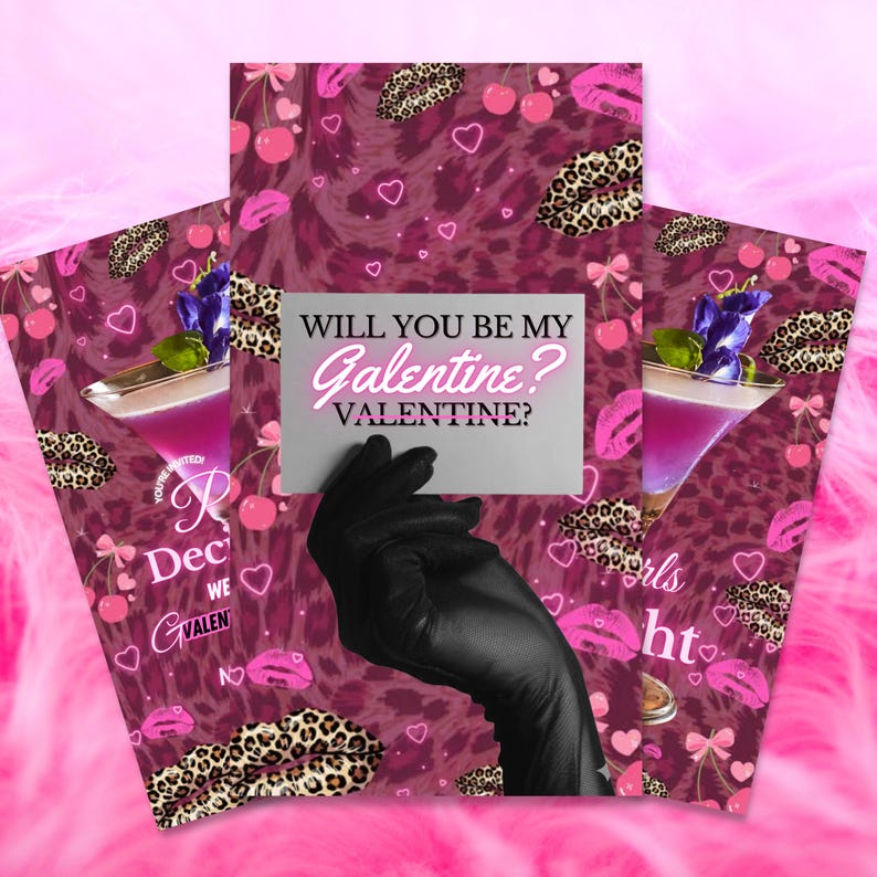 Cheetah Print Galentine's Day Invitation, Girls Night Evite (digital ...
