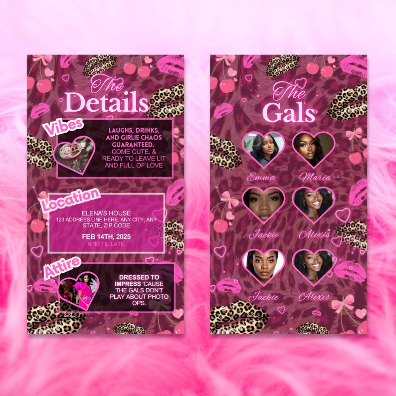 Cheetah Print Galentine's Day Invitation, Girls Night Evite (digital ...