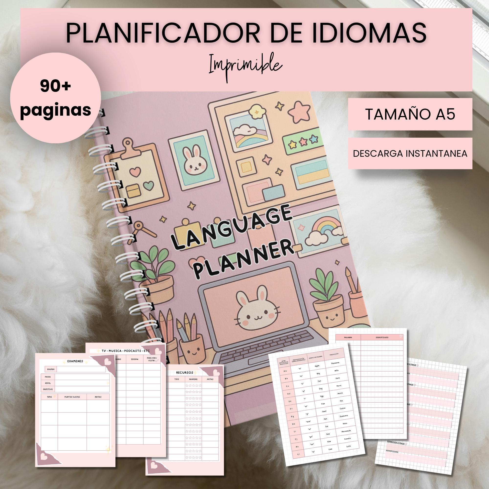 Language Study Planner PDF – A5 Printable Notebook – Vocabulary ...