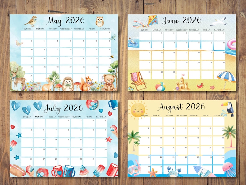 2026 Printable Calendar A4 | Editable Canva Template | Monthly Planner ...