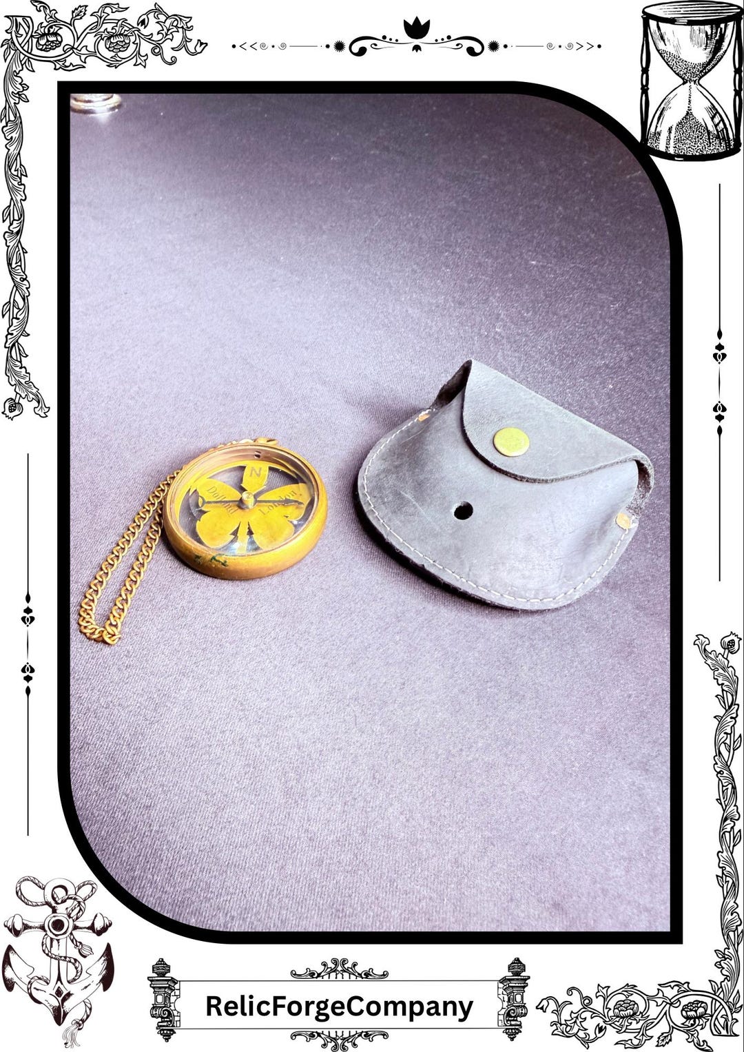 Brass Butterfly Compass With Leather Case | Pocket Navigator Gift for ...