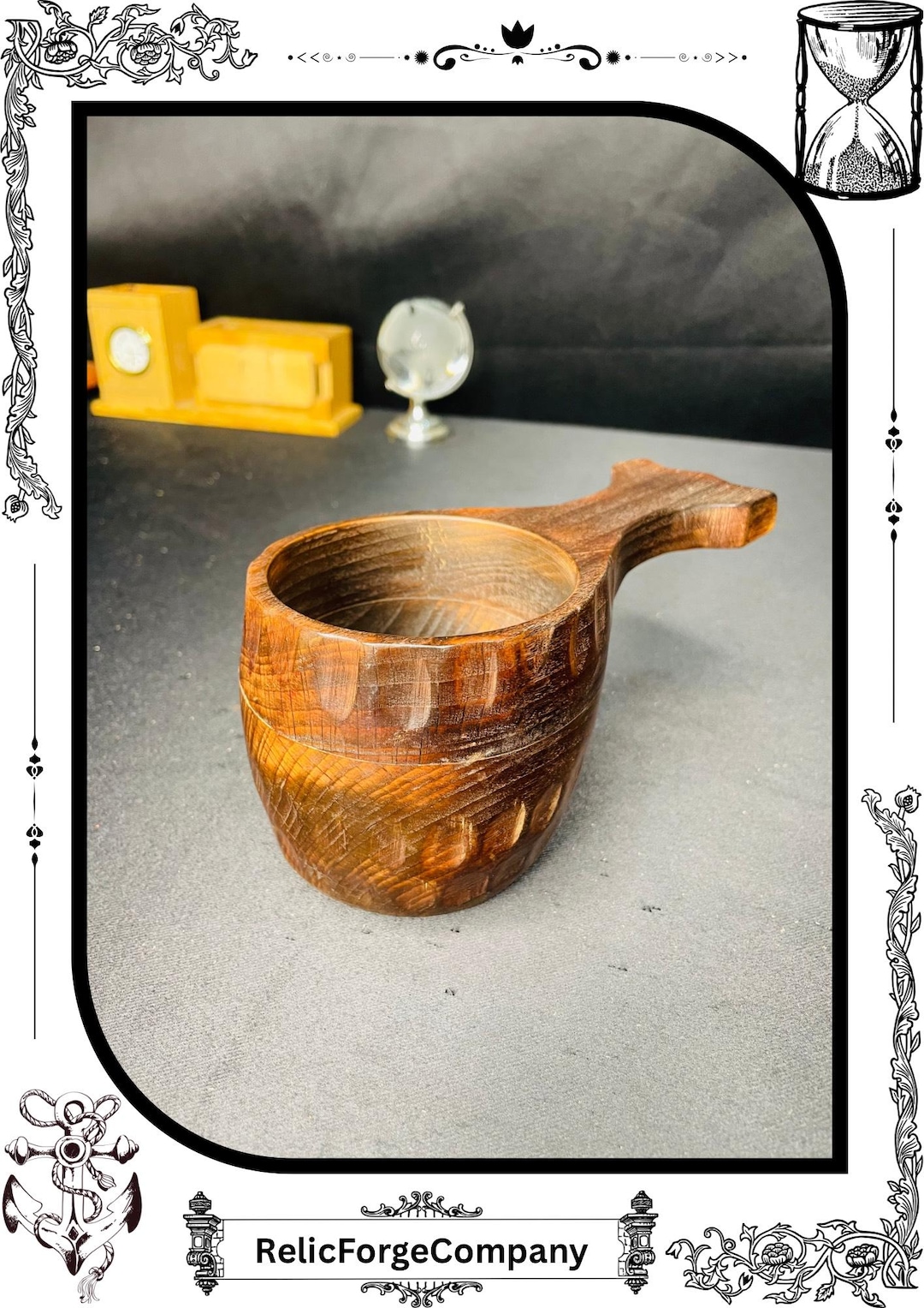 Hand Carved Wooden Kuksa Cup Bushcraft Coffee Mug Rustic Viking Mead ...