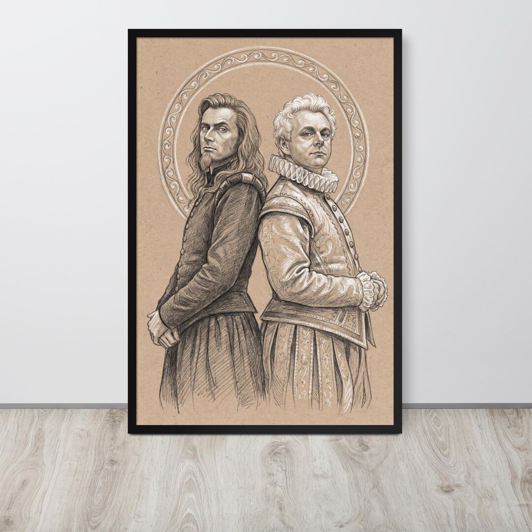 Original Pencil Drawing of Crowley and Aziraphale - Etsy