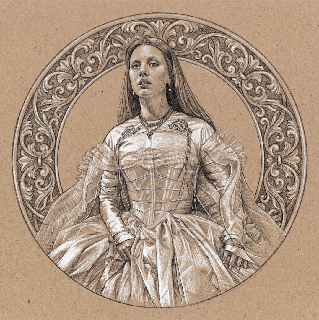 Original Pencil Painting of Lady Elizabeth Harlander. - Etsy