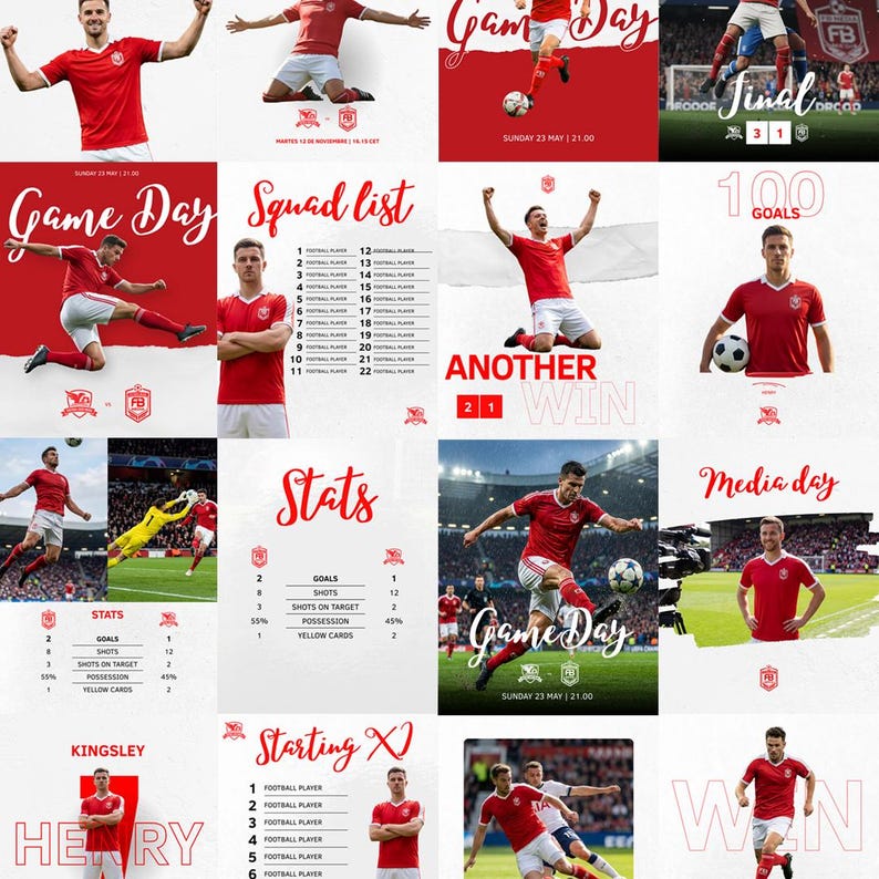 50 Football Canva Templates | Soccer Instagram Post Bundle | Match Day ...