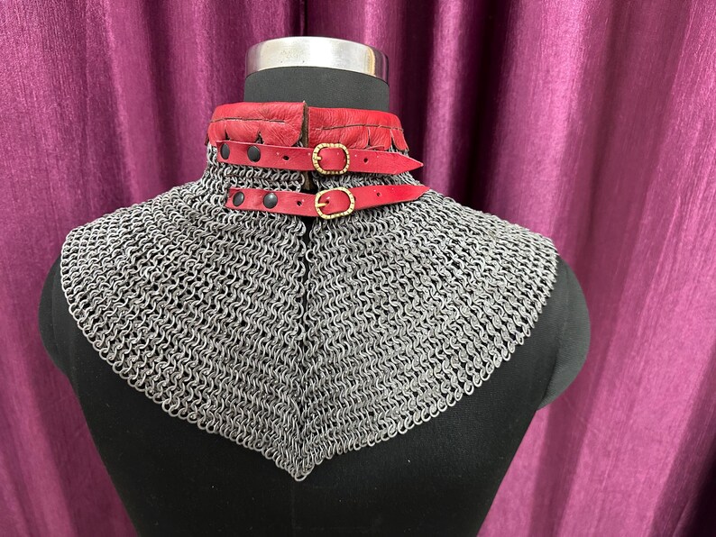 Medieval Chainmail Collar | 6 Mm 18 Gauge Flat Ring Riveted Gorget ...
