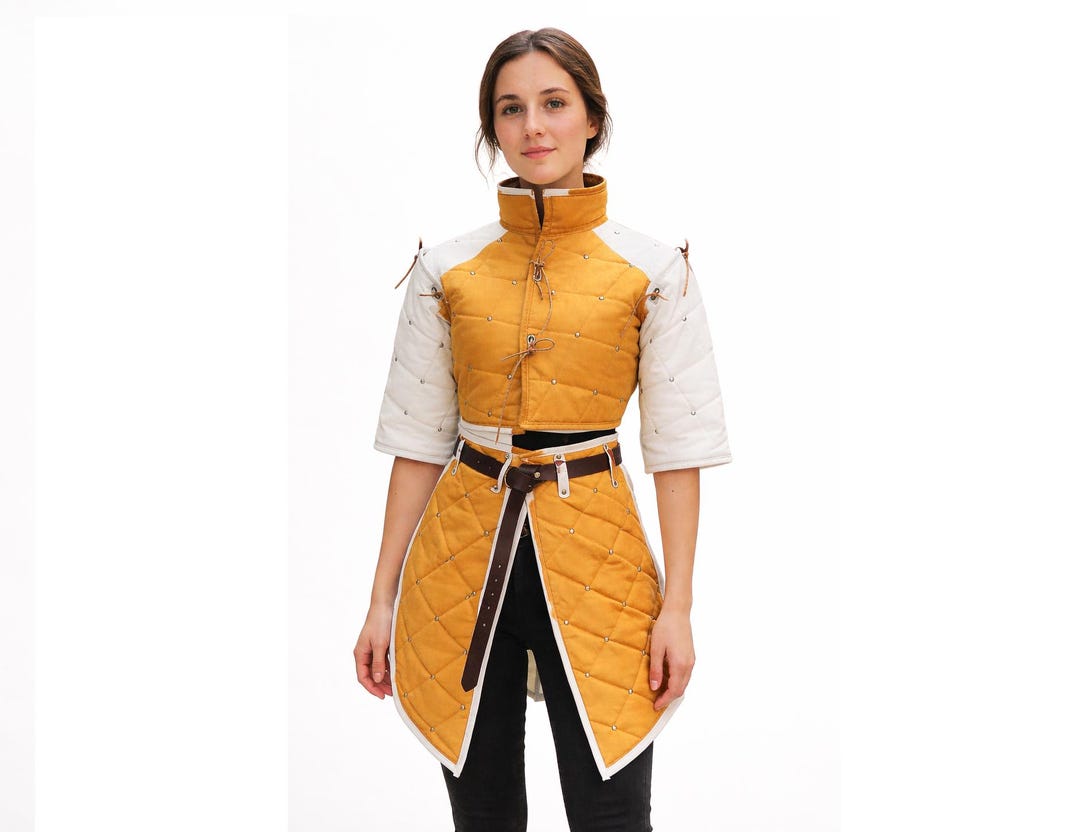 White Quilted Medieval Gambeson Women’s Coat | Historical Renaissance ...